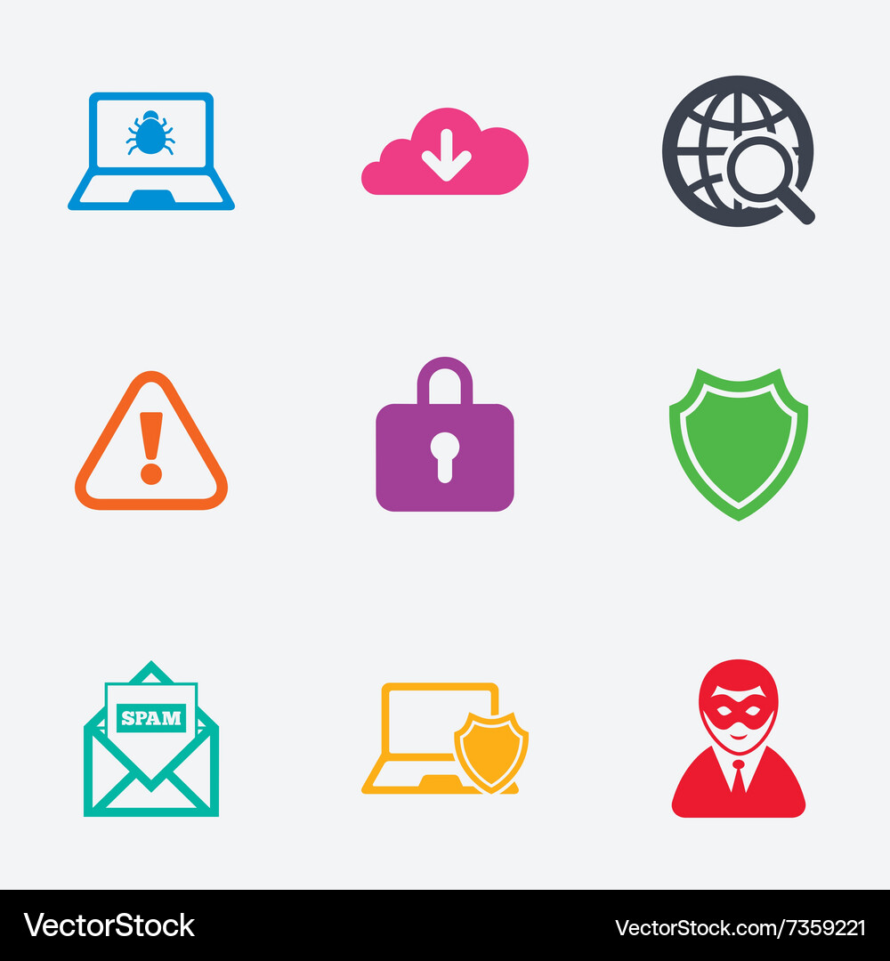 Internet privacy icons cyber crime signs Vector Image
