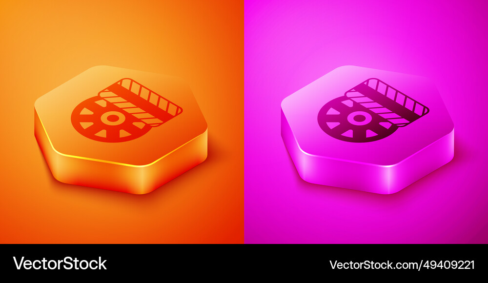 Isometric car tire wheel icon isolated on orange Vector Image