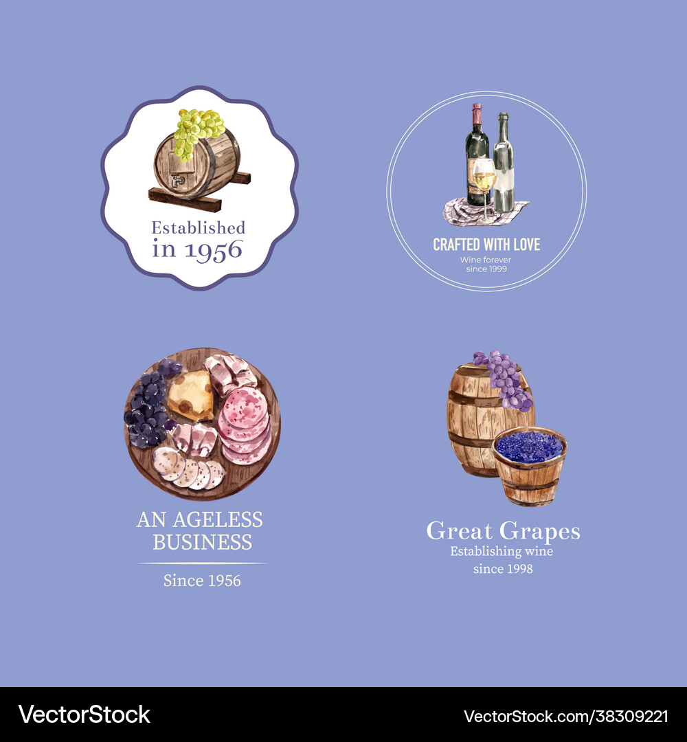 Logo design with wine farm concept for branding Vector Image