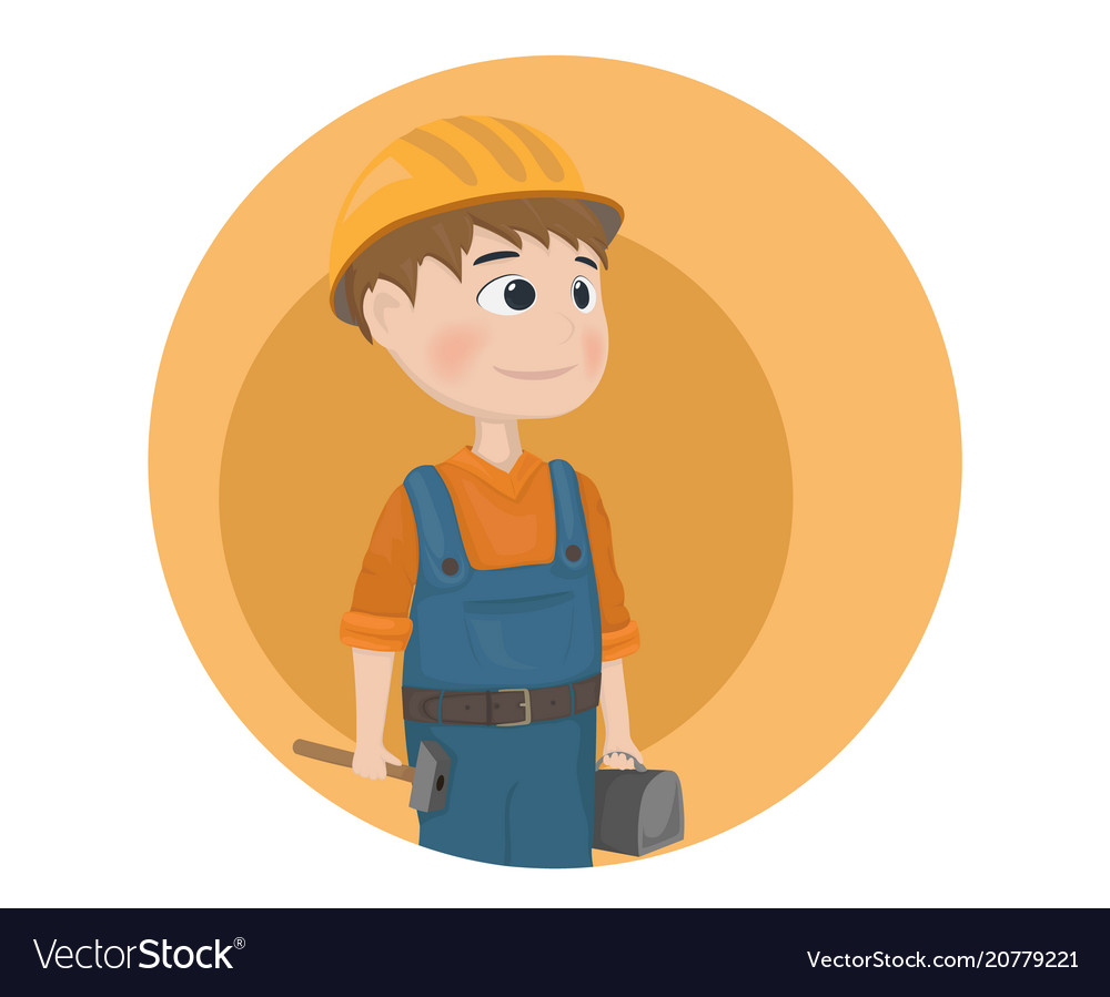 Man worker construction builder cartoon Royalty Free Vector