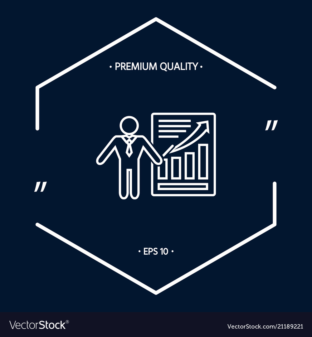 Presentation sign icon man standing with pointer Vector Image