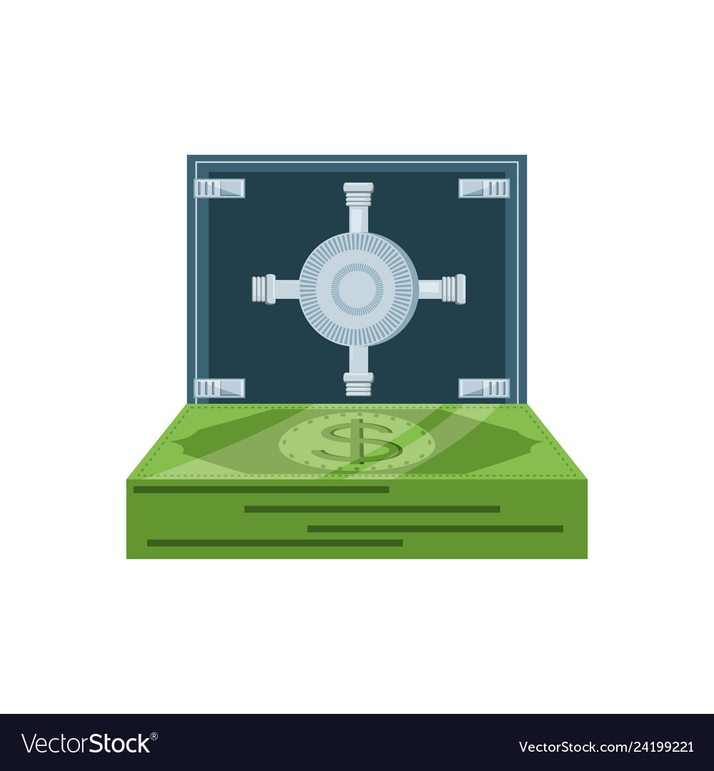 Safe box security with bills dollar Royalty Free Vector