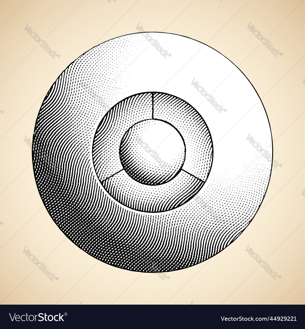 Scratchboard engraved abstract round shape with Vector Image