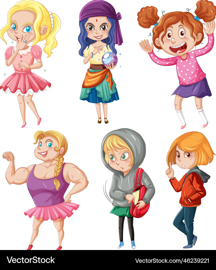 Set of cute cartoon character Royalty Free Vector Image