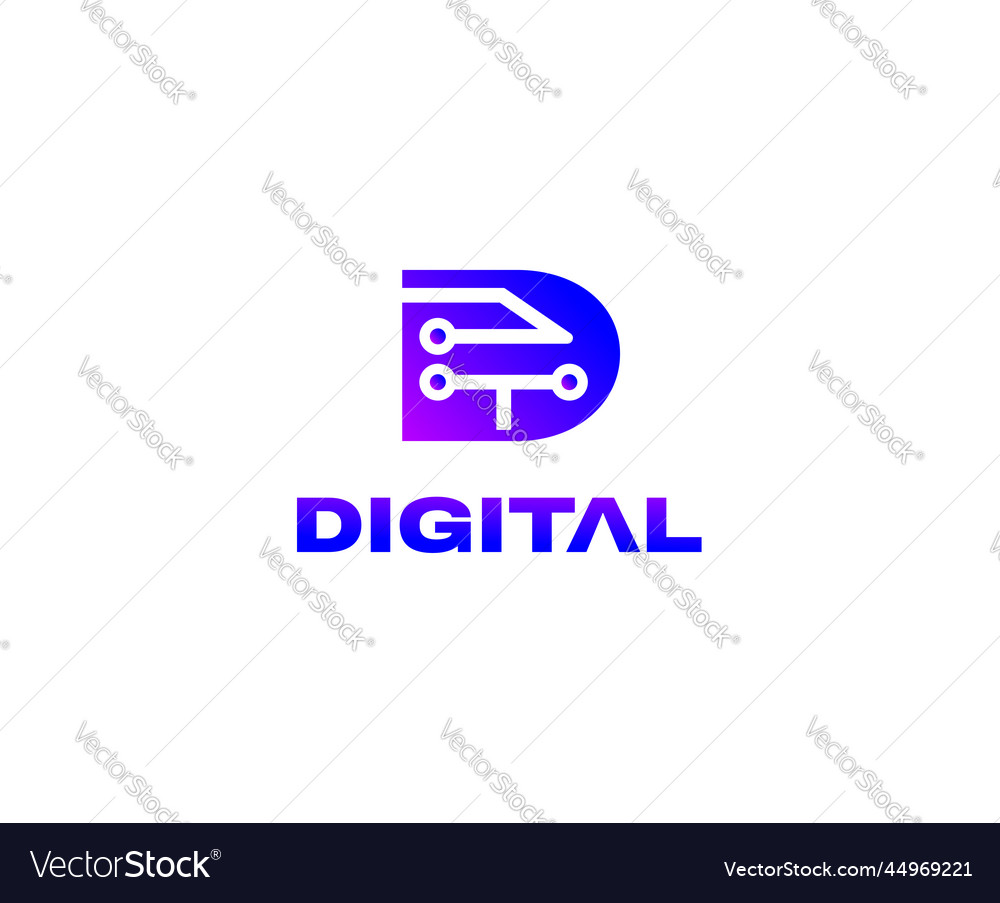 Simple letter d digital logo design template Vector Image Simple letter d digital logo design template Vector Image