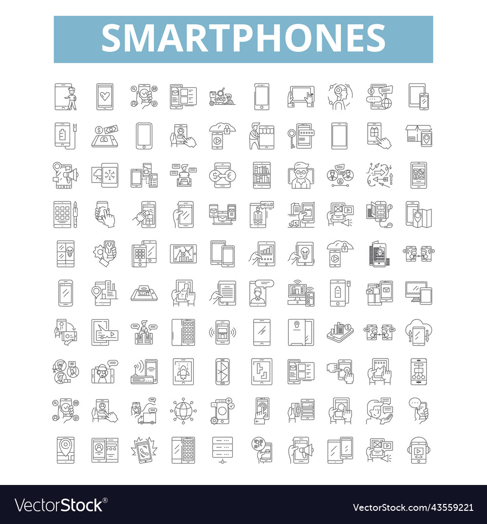 Smartphones icons line symbols web signs Vector Image