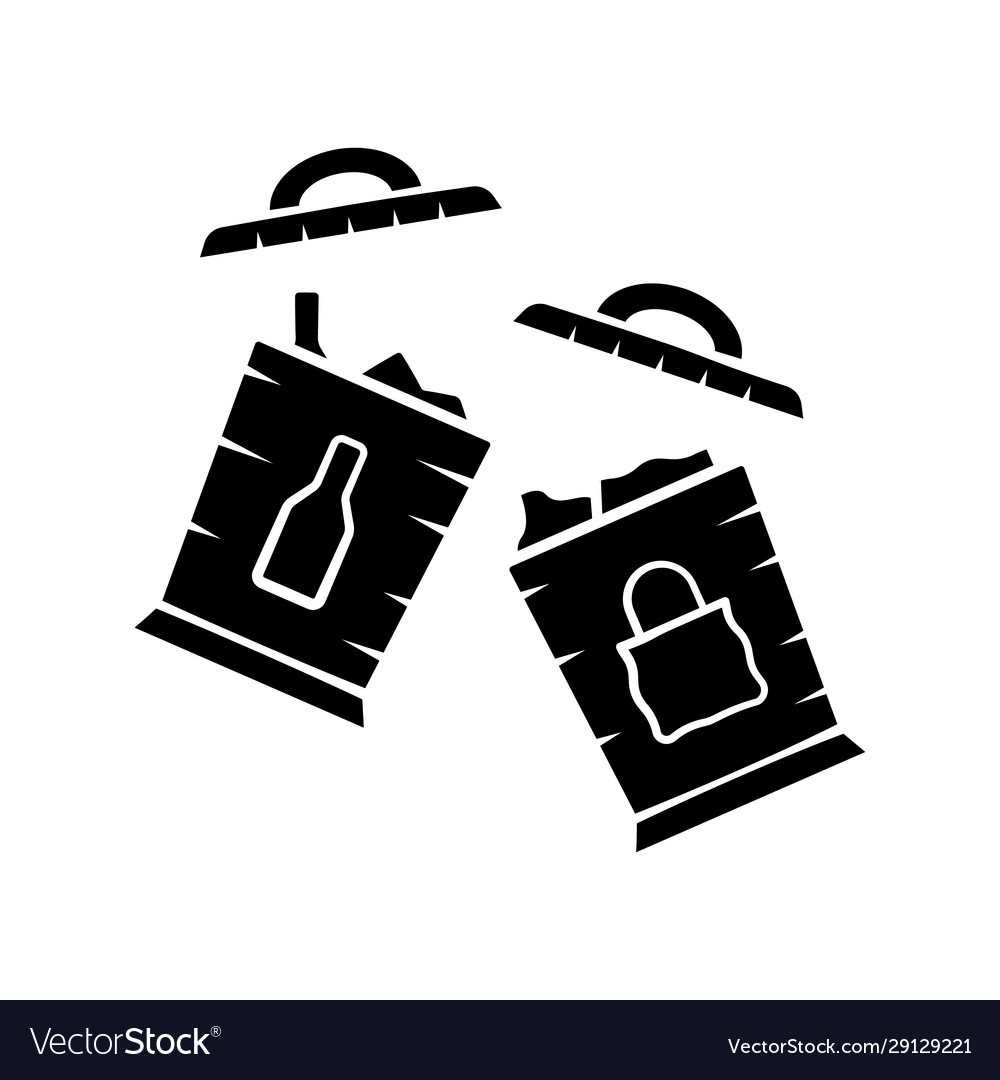 Trash sorting bins glyph icon Royalty Free Vector Image
