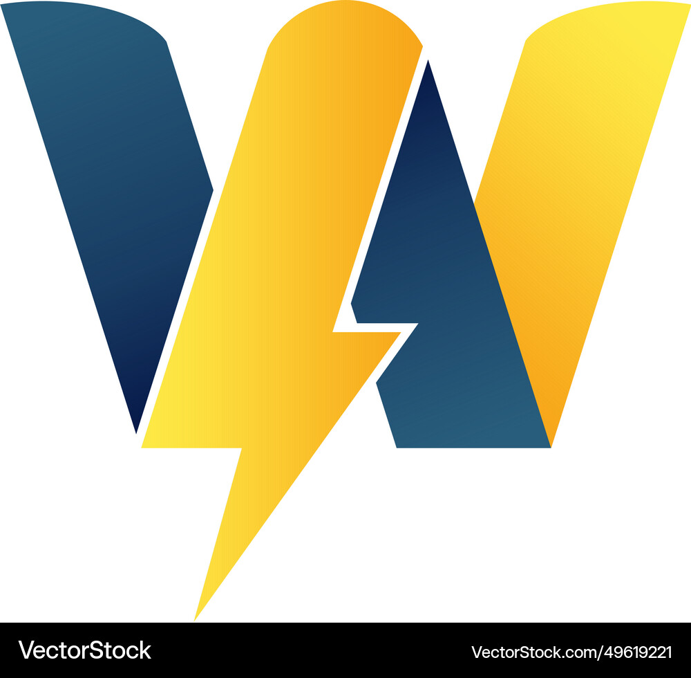 W letter electric thunder power logo and icon Vector Image