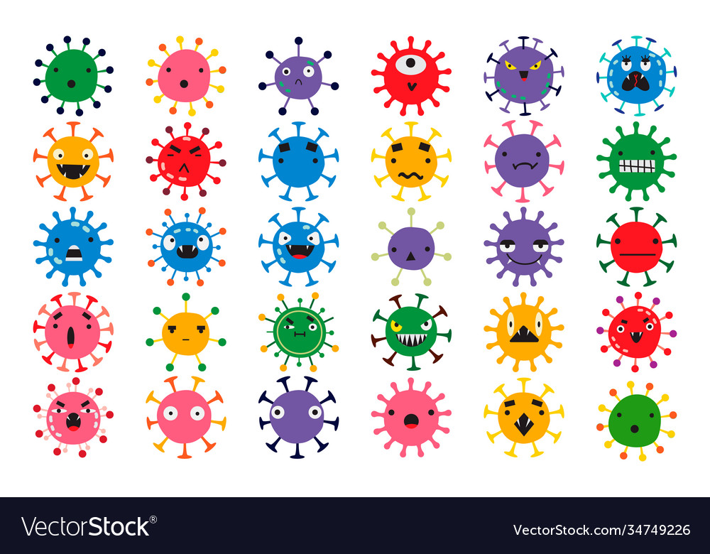 Coronavirus doodle print set Royalty Free Vector Image