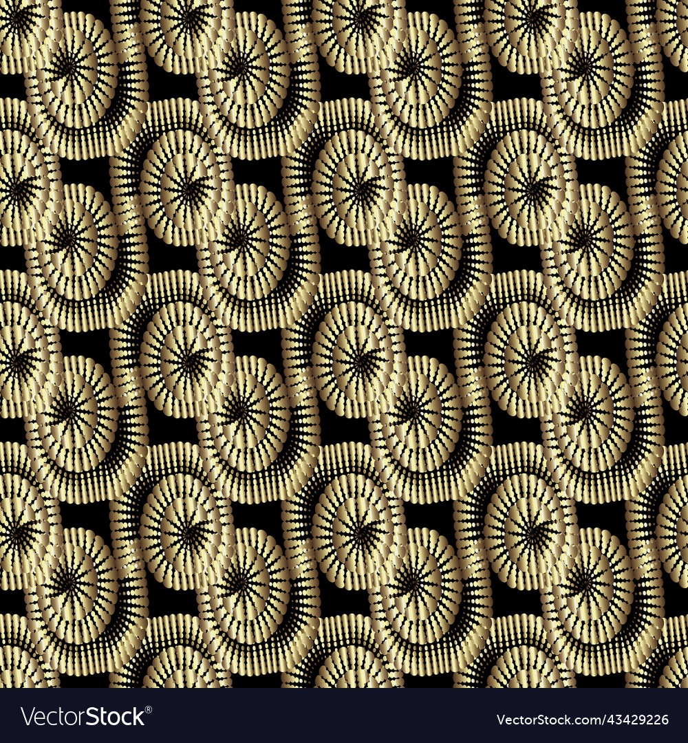 Gold 3d spirals seamless pattern ornamental Vector Image Gold 3d spirals seamless pattern ornamental Vector Image