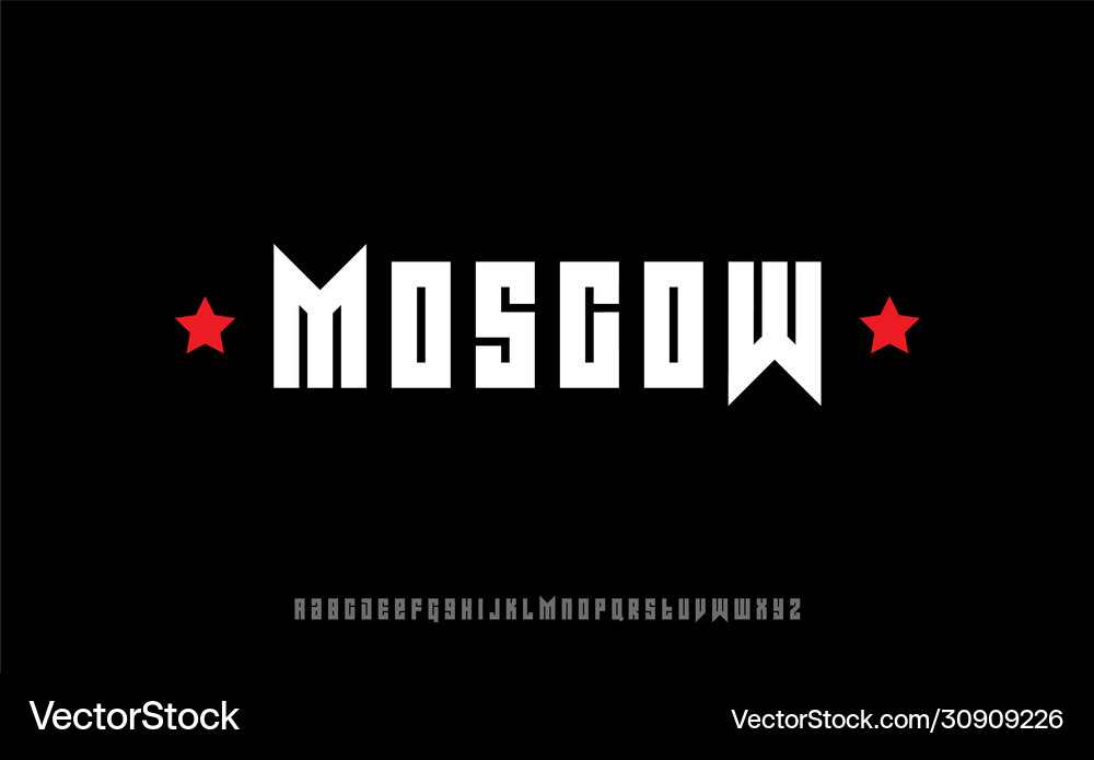 Moscow - modern alphabet font digital Royalty Free Vector