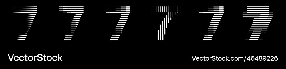 Number 7 logo icon geometric stripe lines set Vector Image