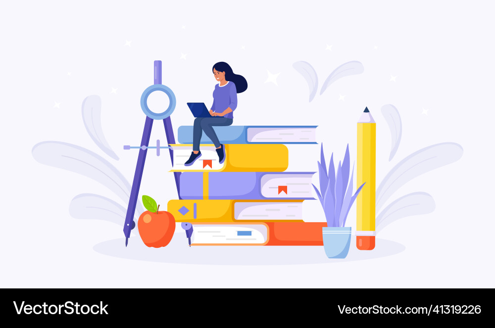 Online education or business training pile Vector Image