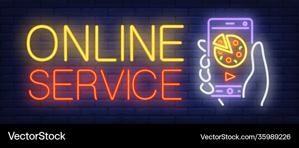Online service sign in neon style Royalty Free Vector Image