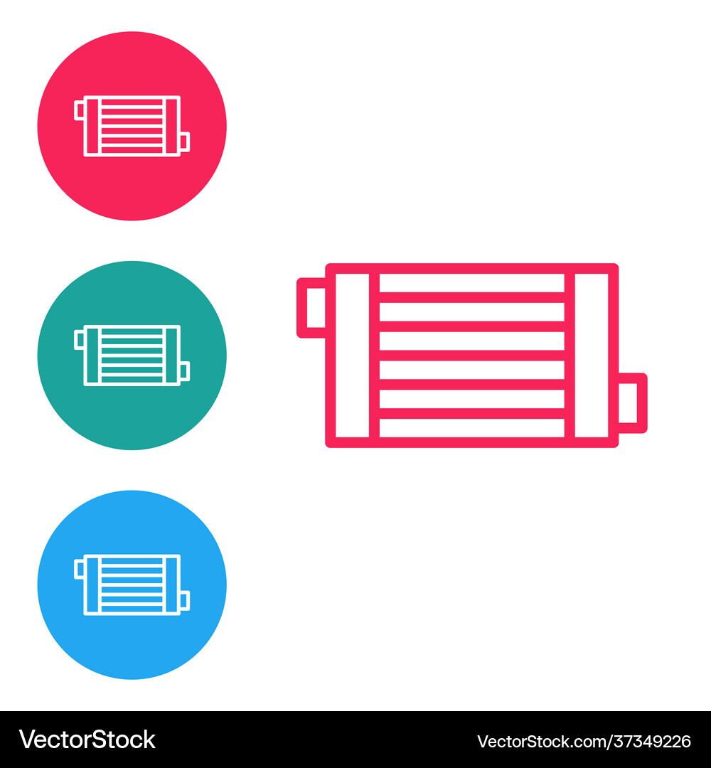 Red line car radiator cooling system icon isolated