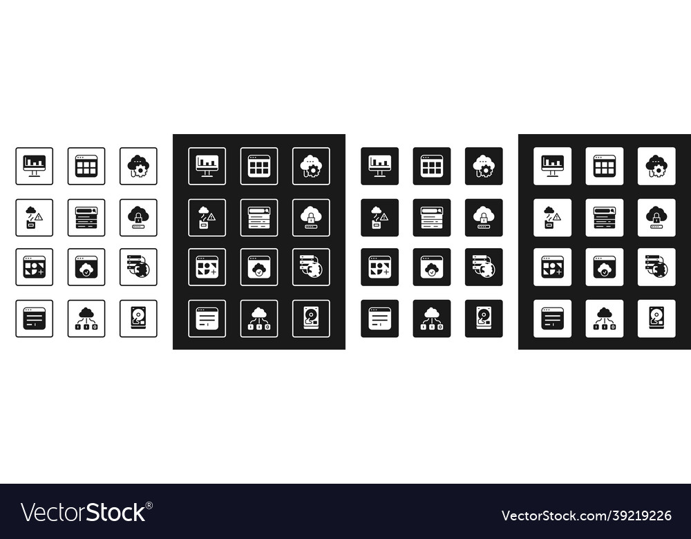 Set Cloud Technology Data Transfer Search Engine Vector Image