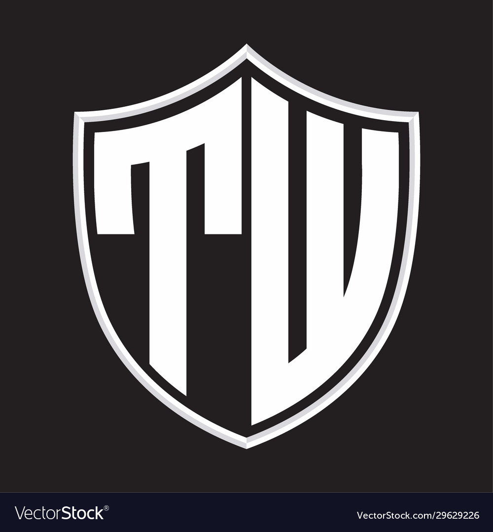 Tw logo monogram with shield shape isolated Vector Image