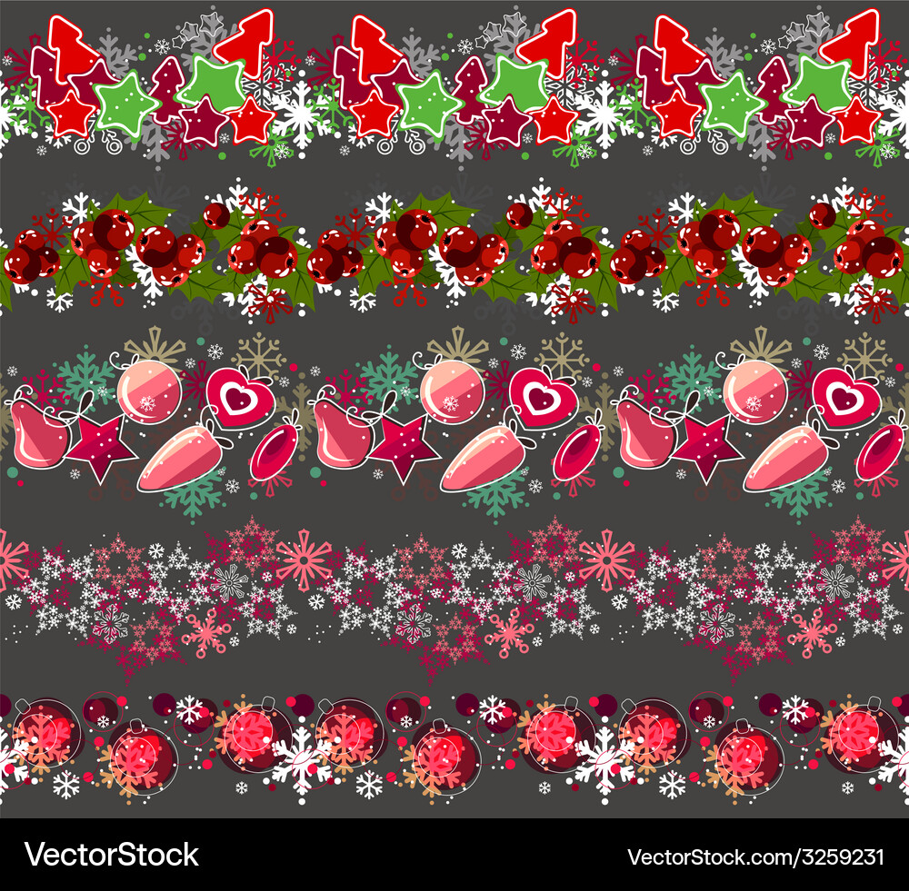 Big collection of different seamless christmas Vector Image