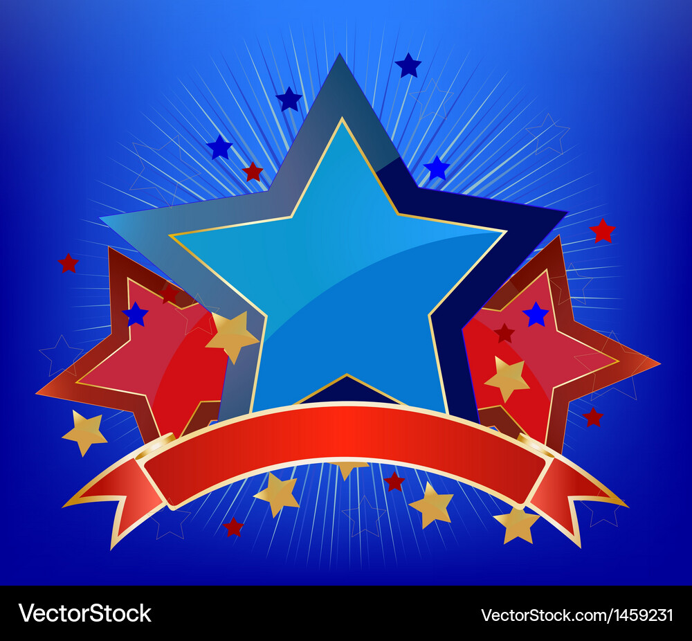 Blue label with bands of different colors Vector Image