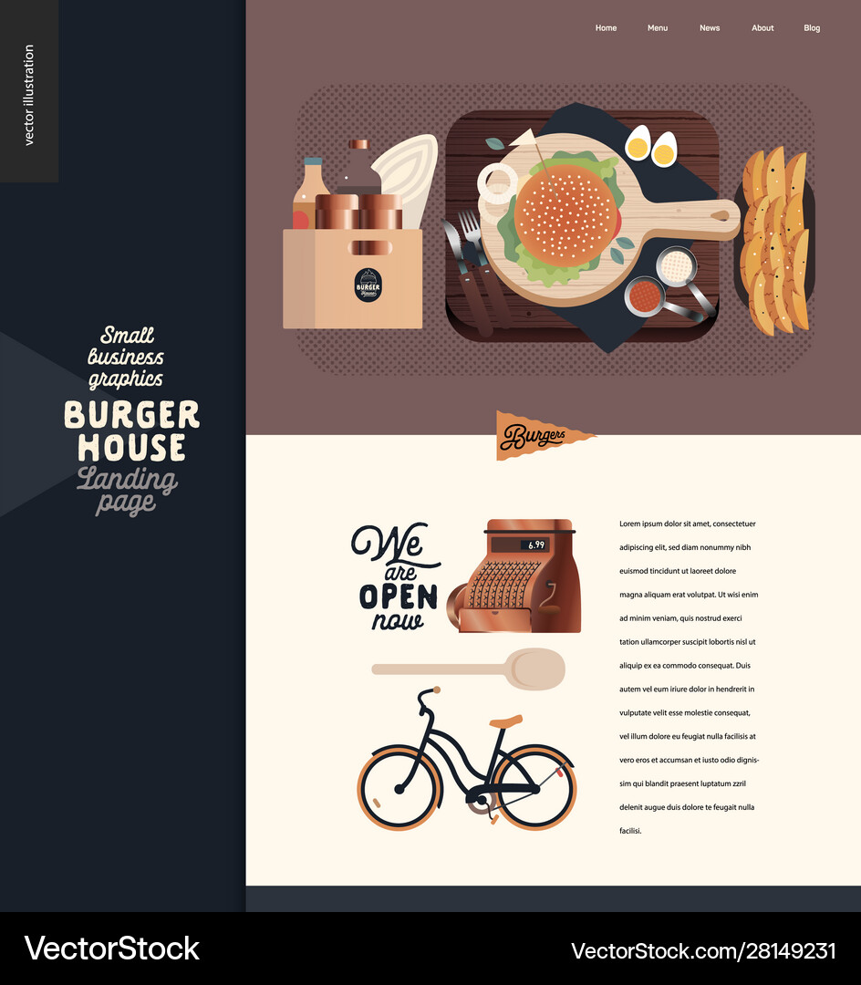 Burger house - small business graphics - landing Vector Image