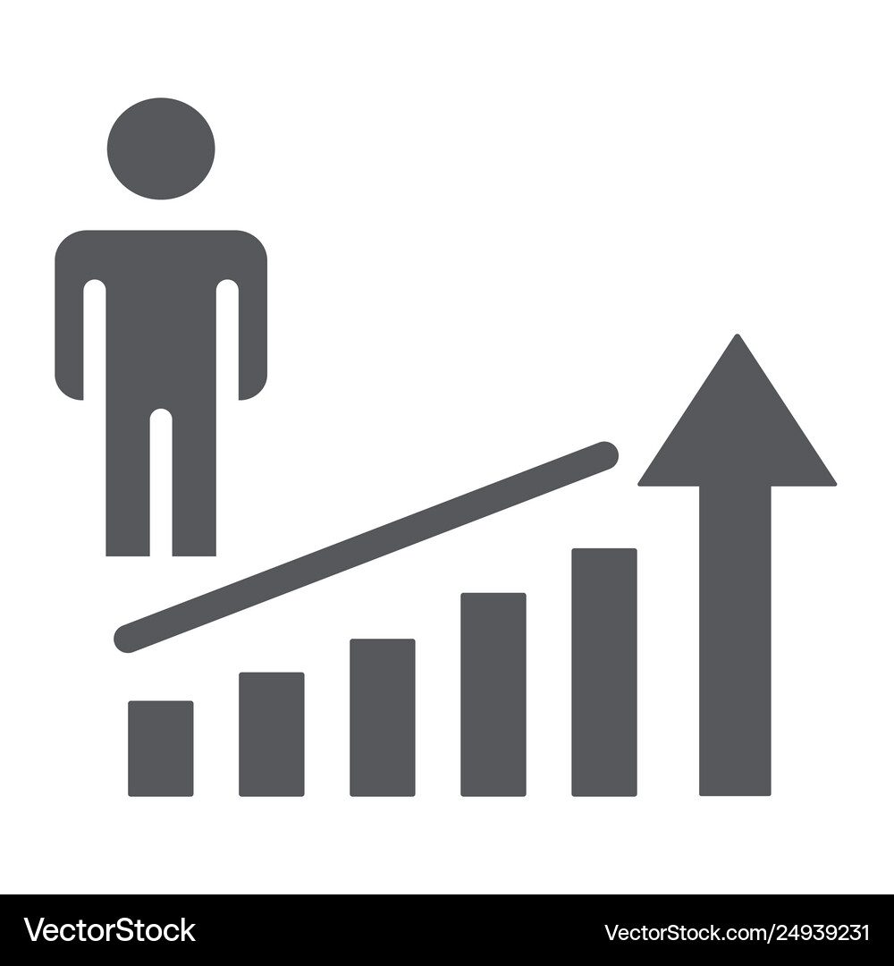 Career rise glyph icon work and progress person Vector Image
