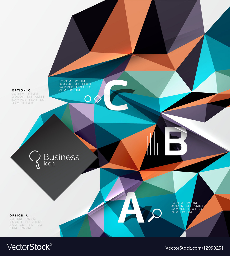 Colorful Triangle Mosaic 3d Geometric Object Vector Image