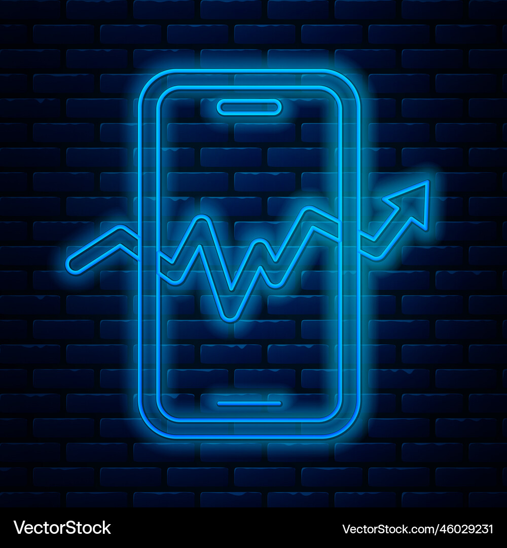 Glowing neon line mobile stock trading concept Vector Image