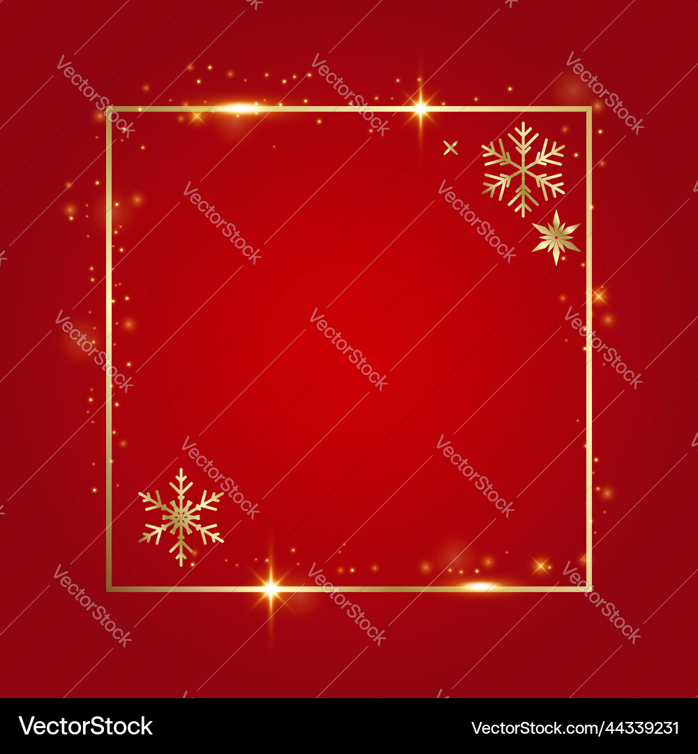 Golden shiny glowing blank christmas frame Vector Image