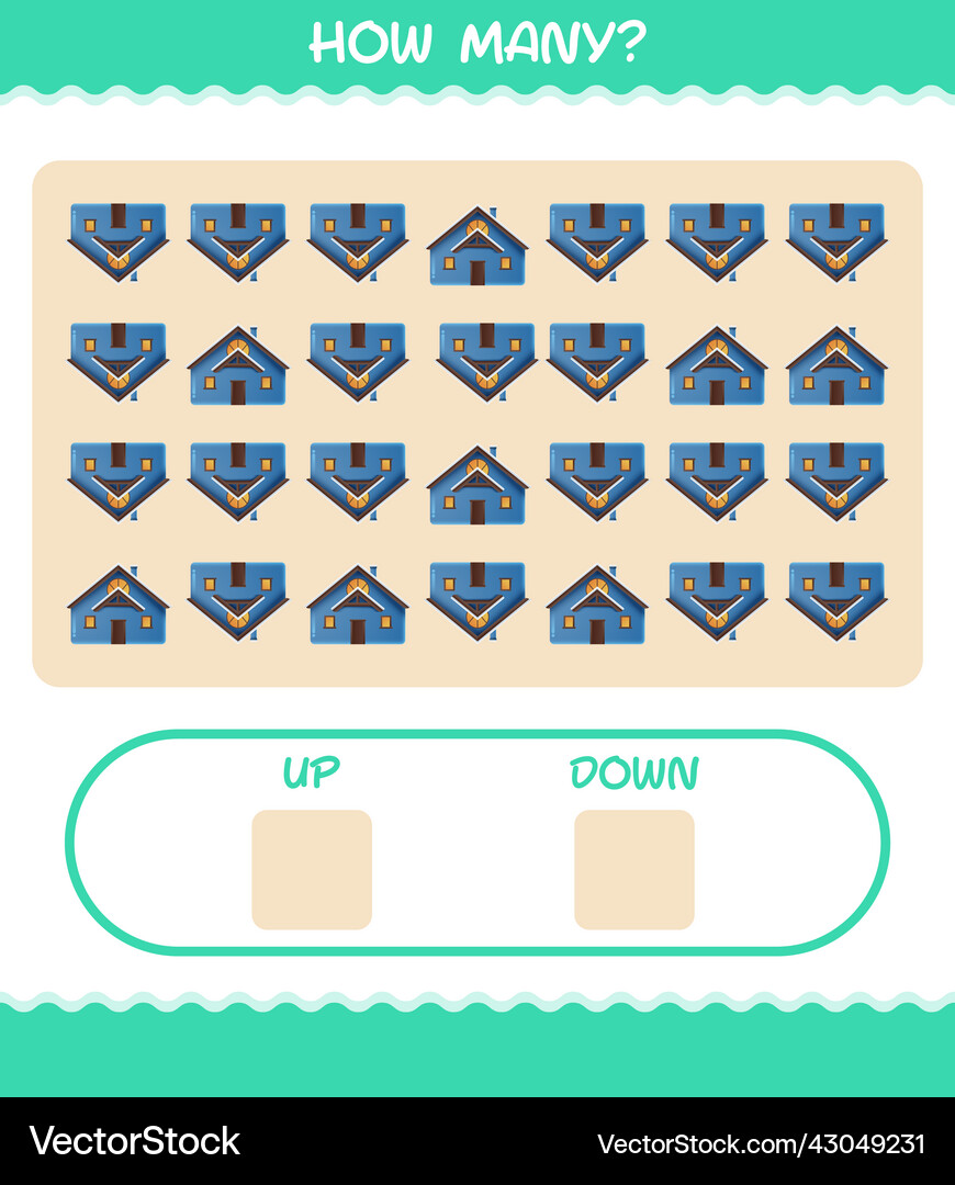 How many cartoon house counting game educational Vector Image