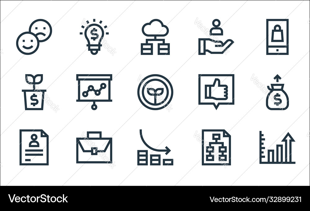 Marketing and growth line icons linear set Vector Image