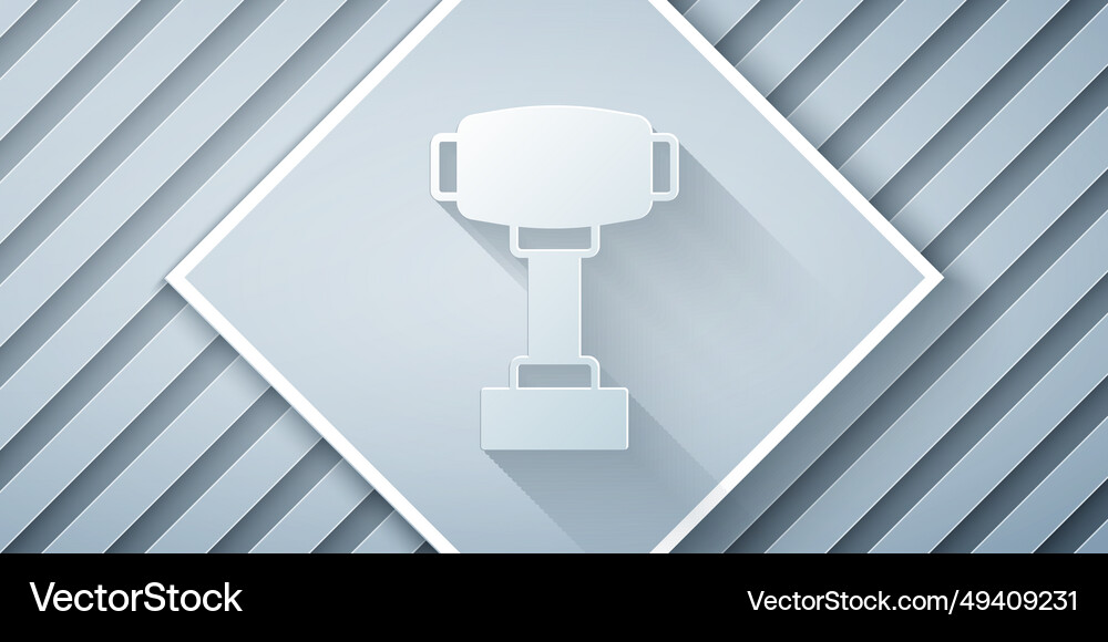Paper cut gear shifter icon isolated on grey Vector Image