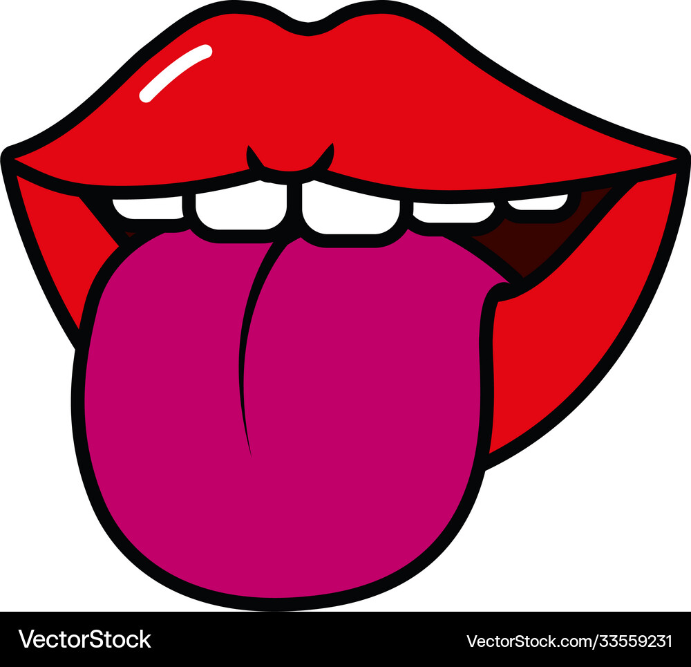 Pop art elements concept mouth showing tongue Vector Image