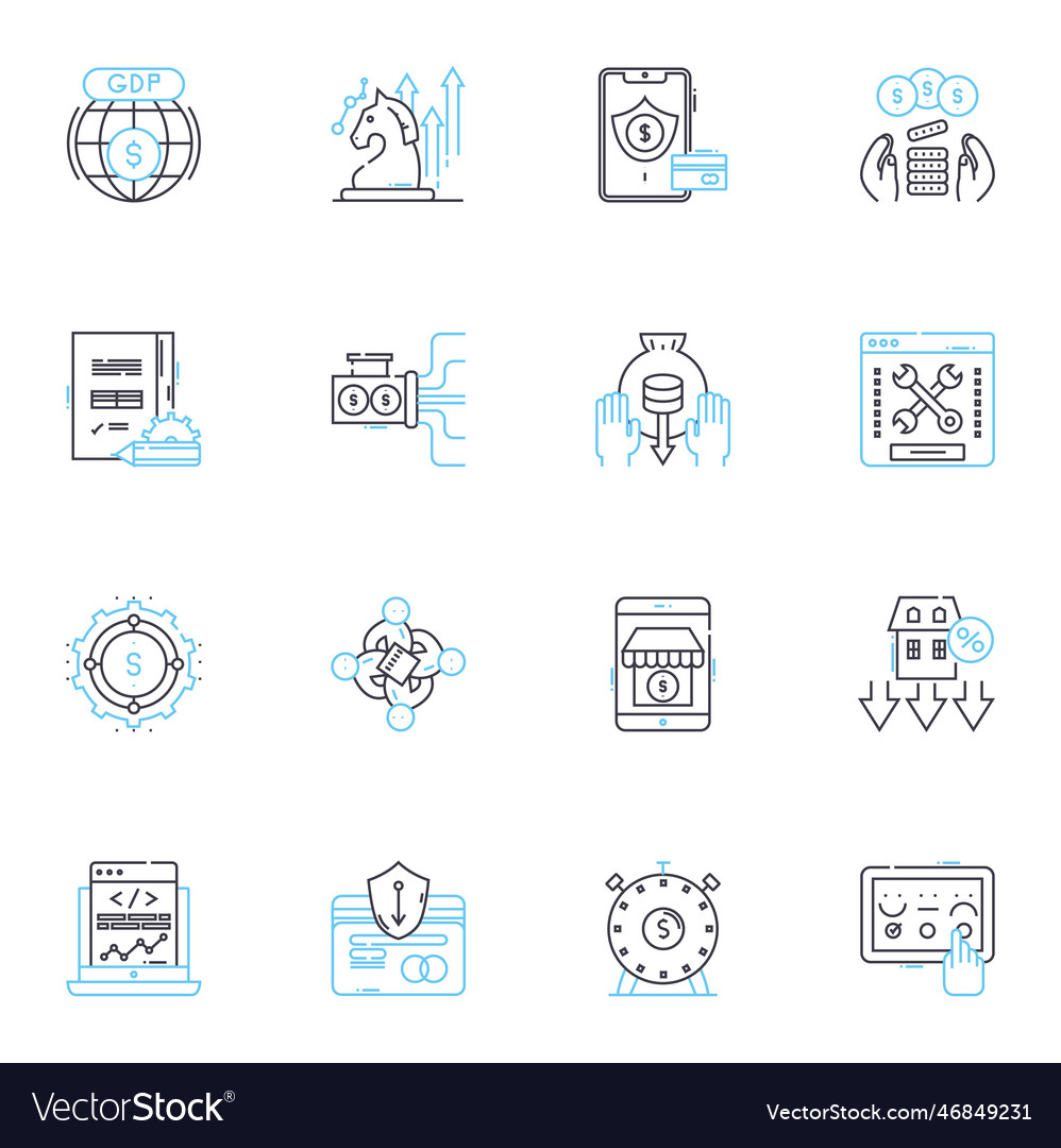 Public finance linear icons set budgeting Vector Image