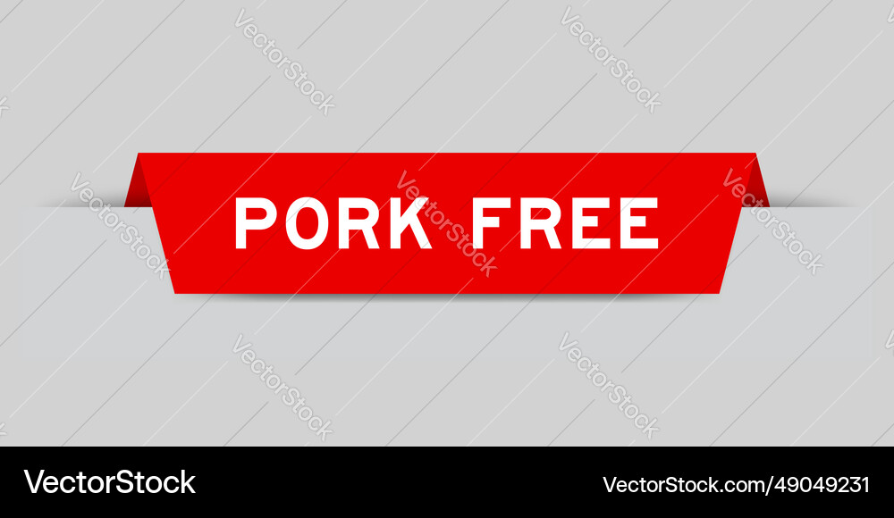 Red color inserted label with word pork free Vector Image