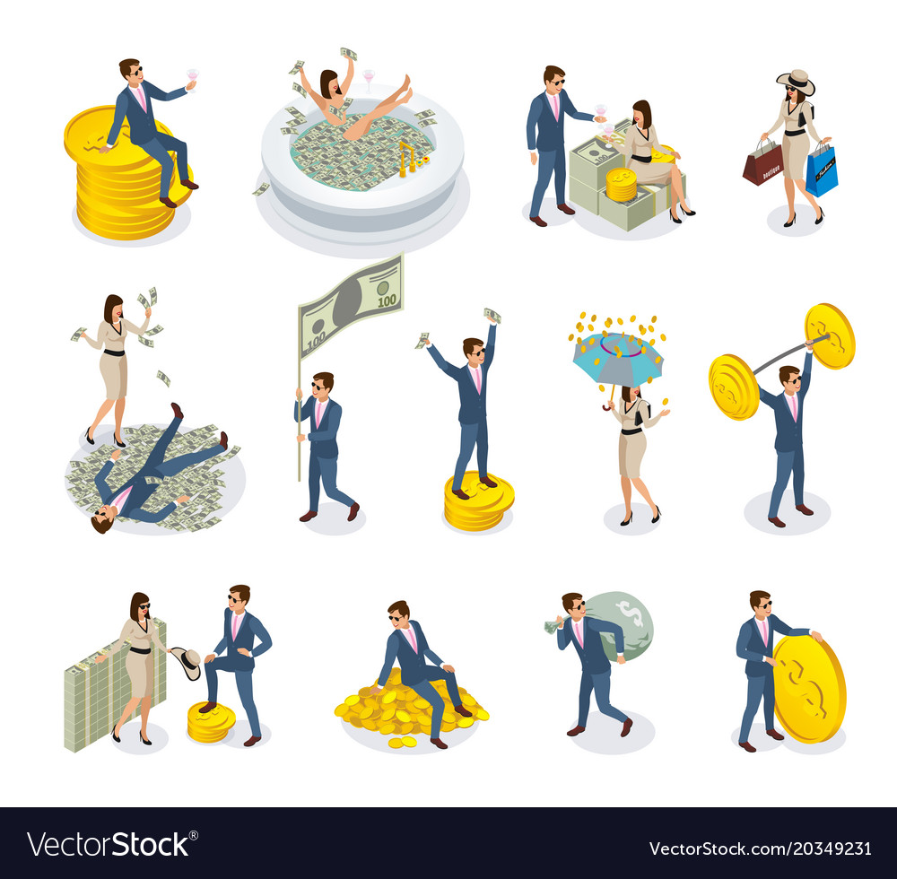 Rich people isometric icons Royalty Free Vector Image Rich people isometric icons Royalty Free Vector Image