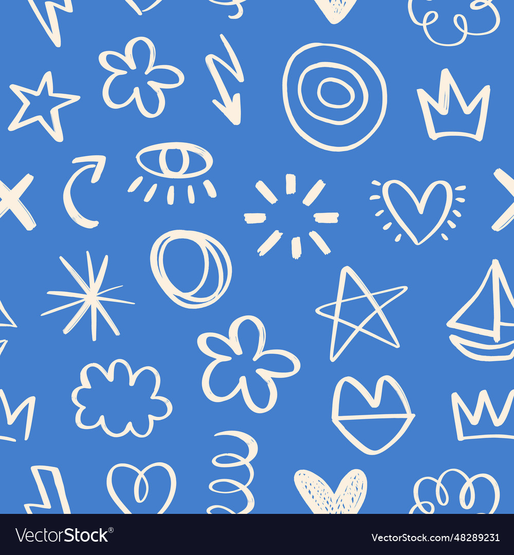 Scribble doodles abstract seamless pattern print Vector Image