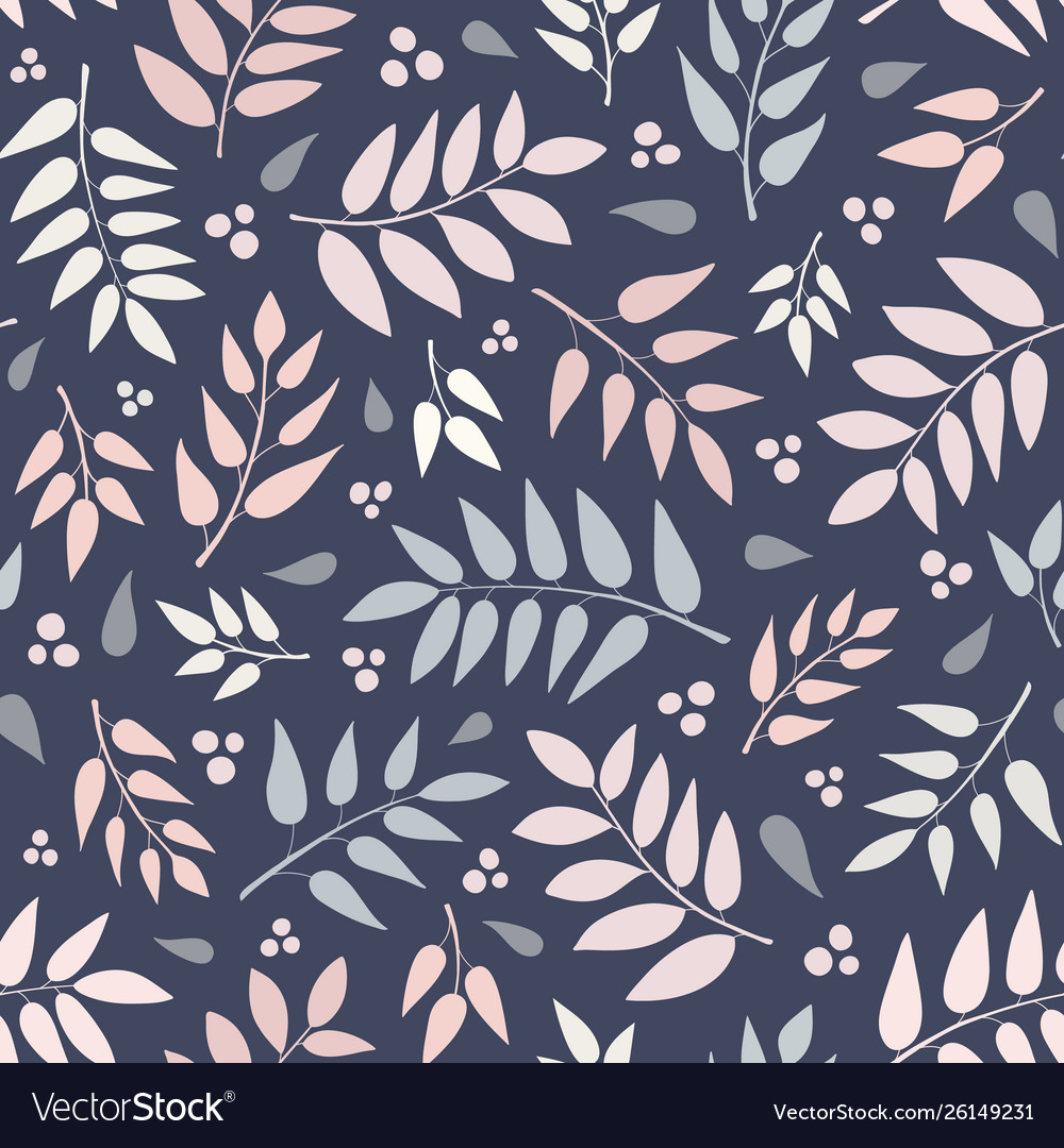 Seamless repeat pattern hand drawn leaves Vector Image