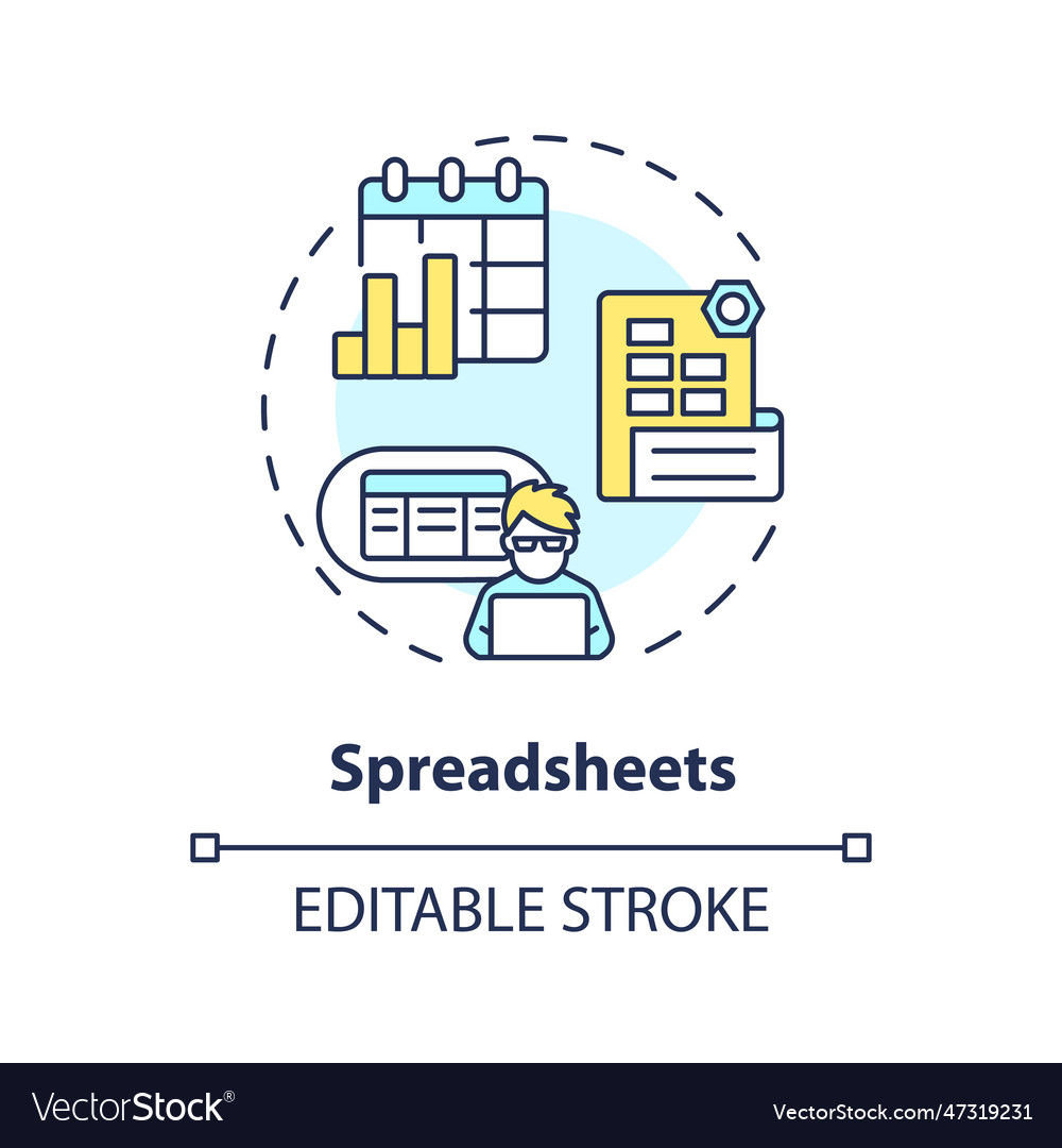 Spreadsheets concept icon Royalty Free Vector Image