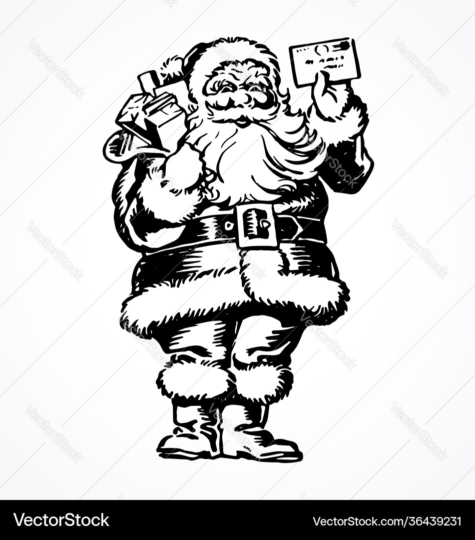 Vintage santa holding letter Royalty Free Vector Image
