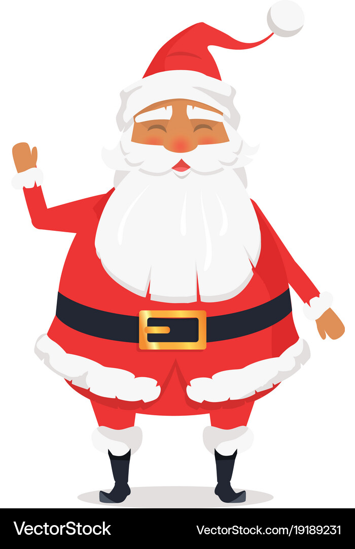 Waving happy santa claus on white background Vector Image