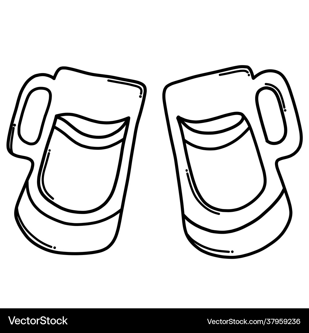 Beer glasses doodle icon drawing sketch hand Vector Image