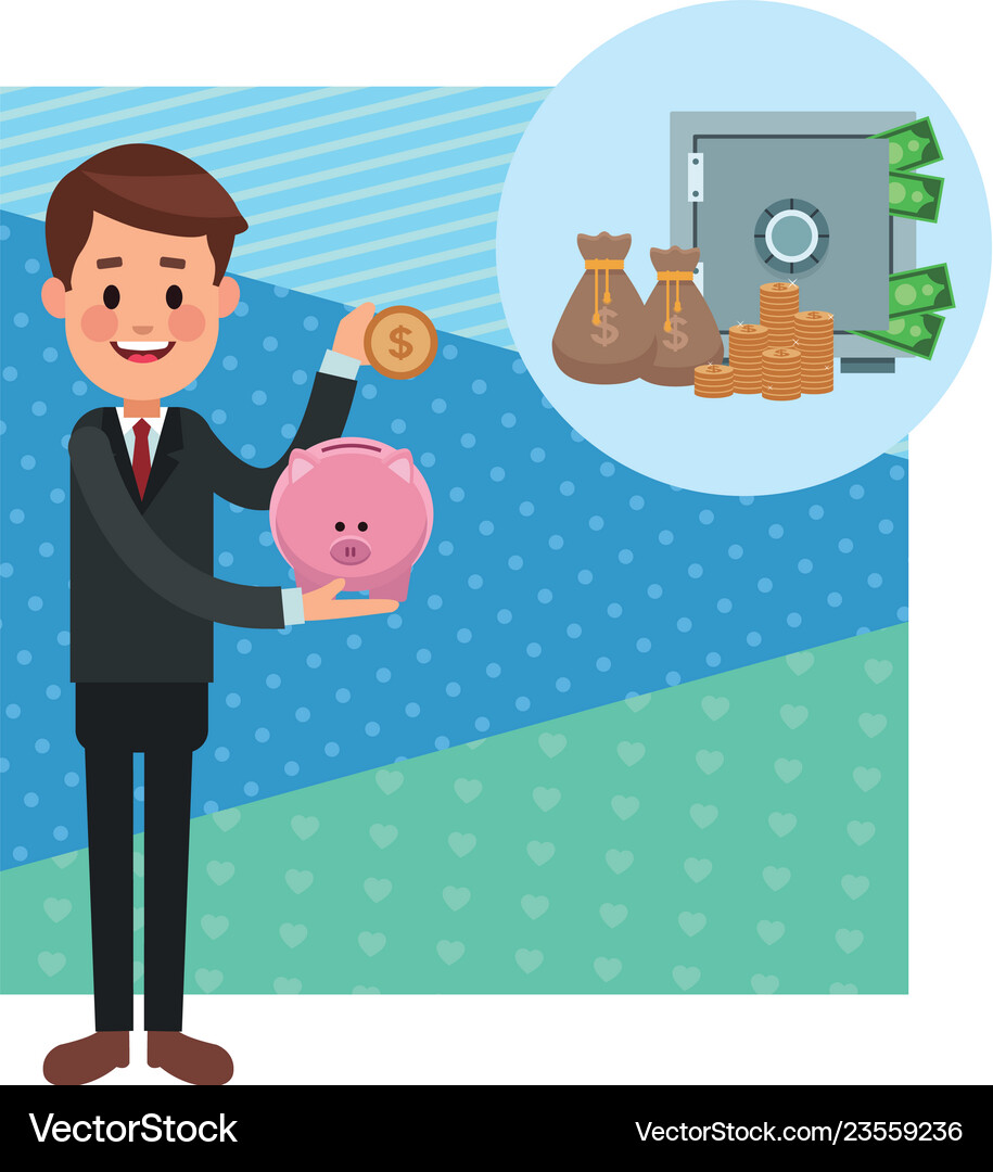 Business saving money cartoon Royalty Free Vector Image
