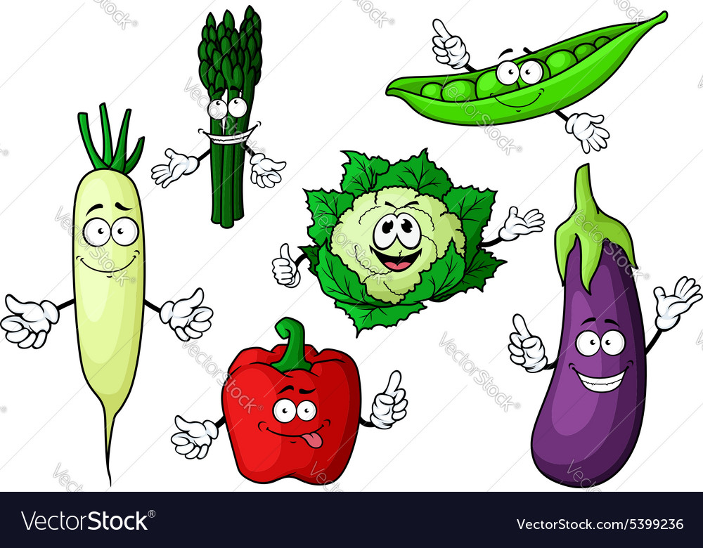 Cartoon organic garden vegetables characters Vector Image