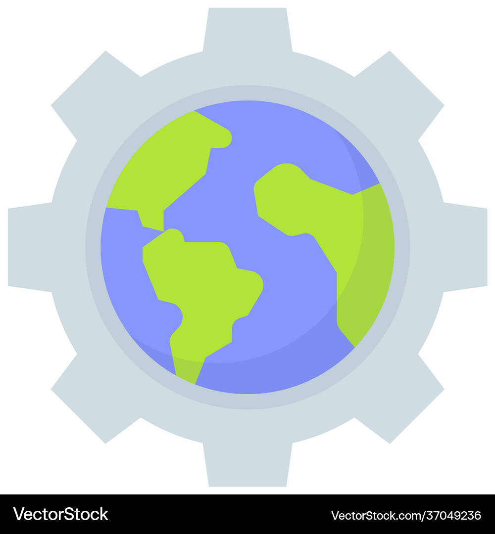 Earth in gear icon day related Royalty Free Vector Image