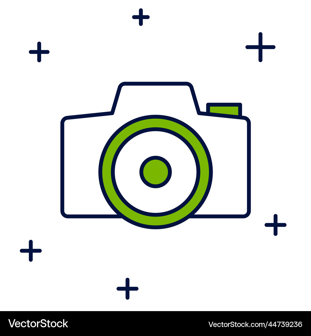 Filled outline photo camera icon isolated on white