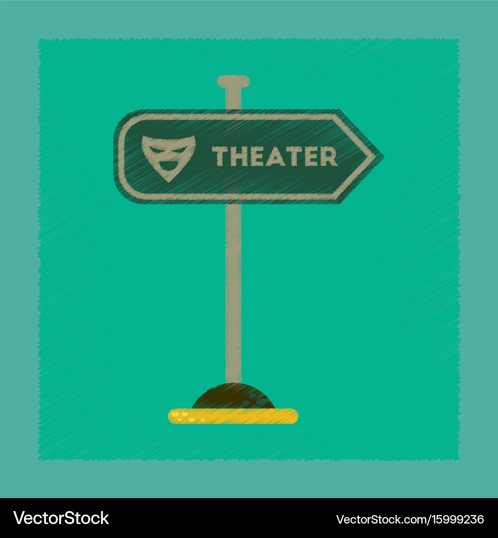 Flat shading style icon theater sign Royalty Free Vector