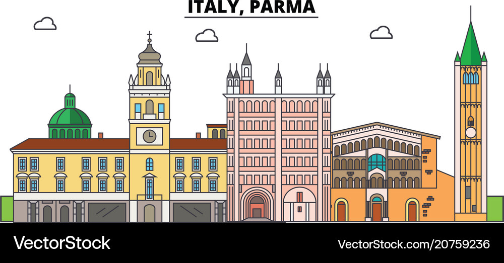 Italy parma city skyline architecture Royalty Free Vector