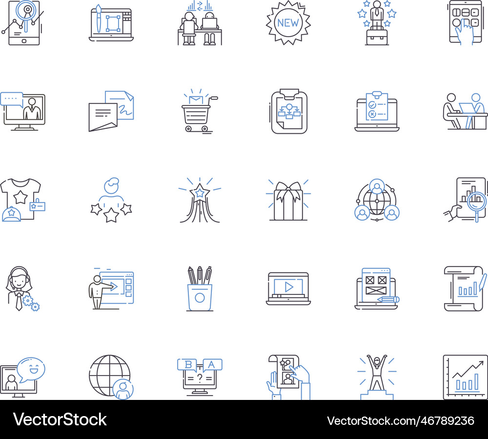 Marketing strategy line icons collection Vector Image