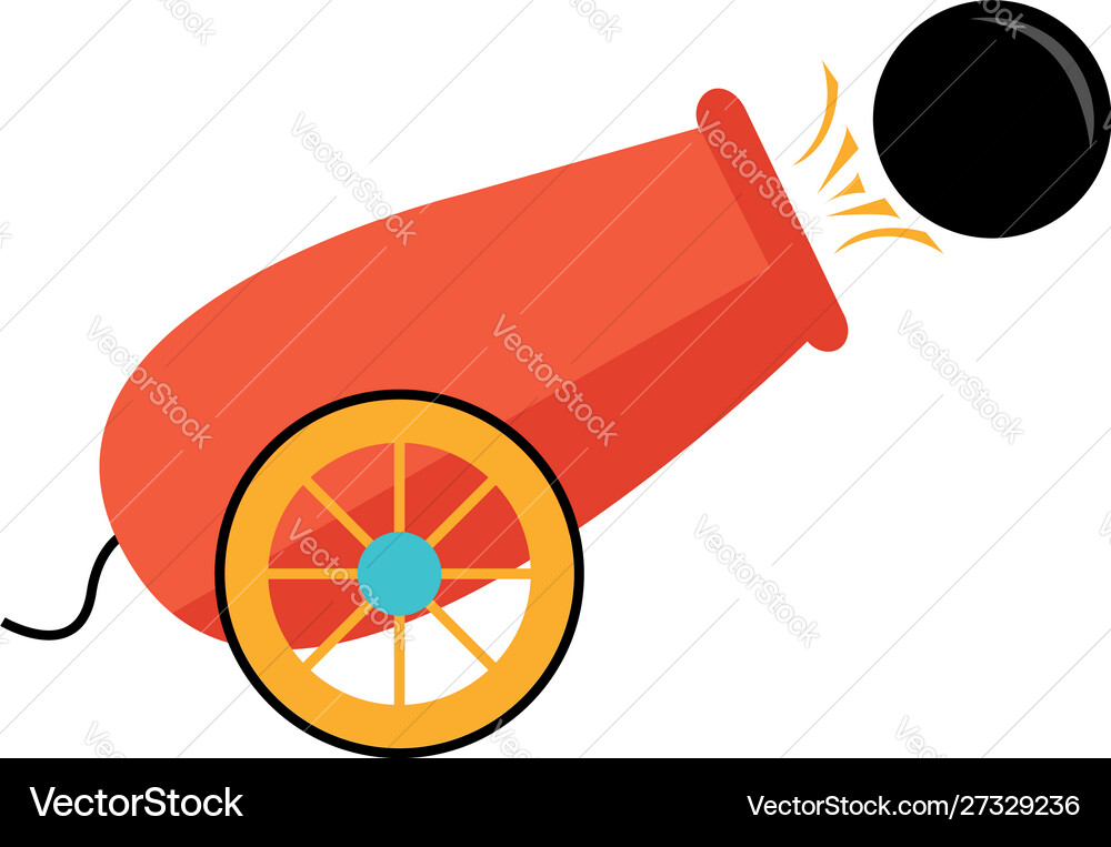 Red cannon on white background Royalty Free Vector Image