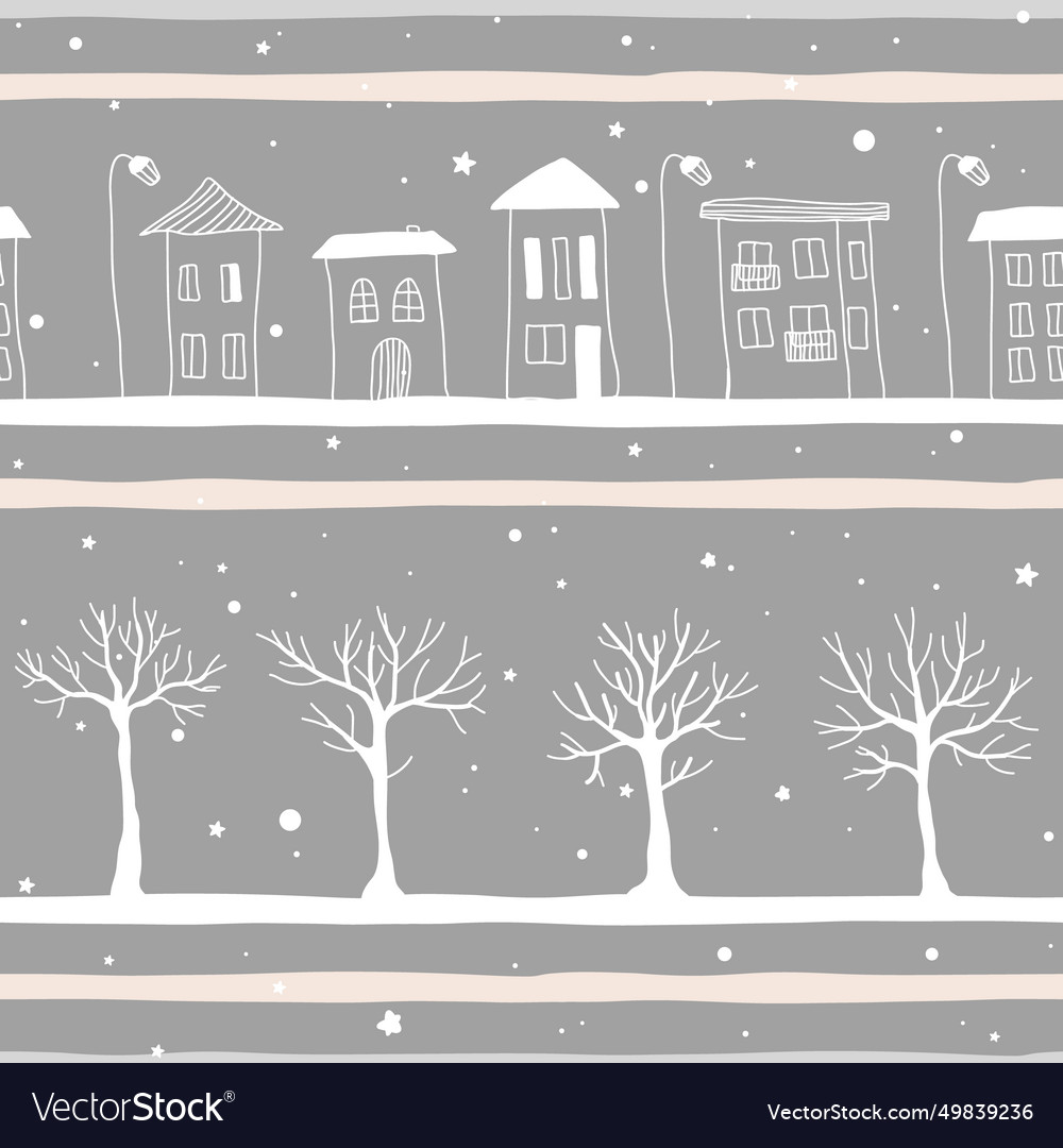 Seamless pattern of doodle hand drawn trees Vector Image